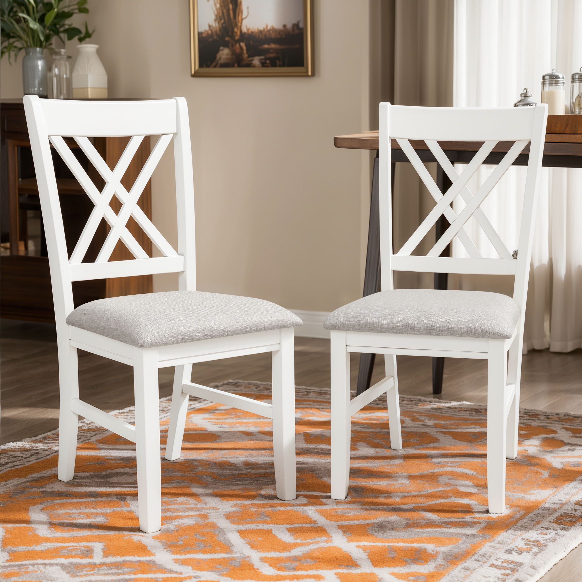 Subrtex Modern Breathable Linen Fabric Dining Chair for Home/Kitchen ...